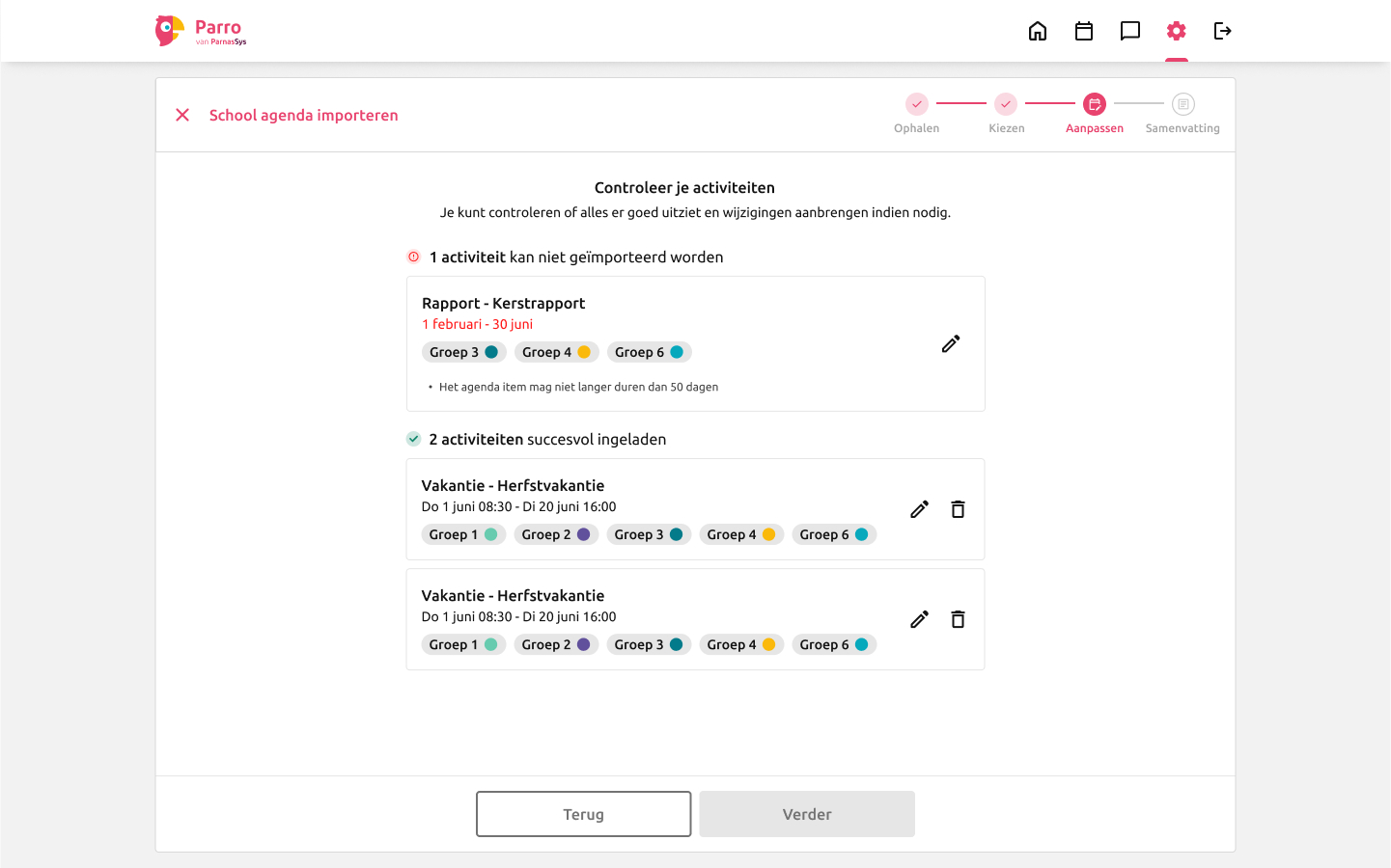 Agenda van ParnasSys importeren in Parro – Kennisportaal